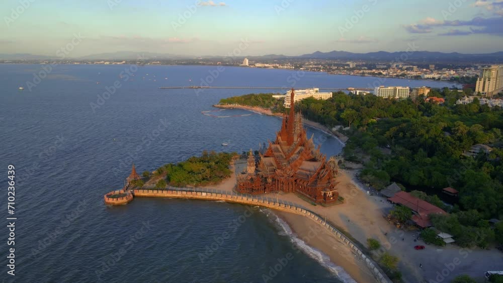 The Sanctuary of Truth wooden temple in Pattaya Thailand is a gigantic ...
