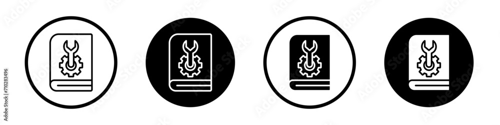 User guide book icon set. Training guidance info handbook vector symbol ...