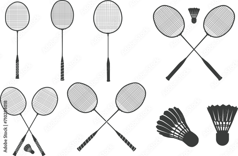 Badminton racket silhouette, Badminton Racket and shuttlecock ...
