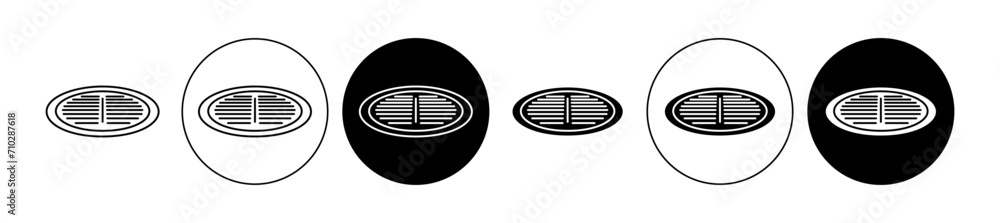 Sewer Drain Vector Illustration Set. Grate Drainage System Sign in ...