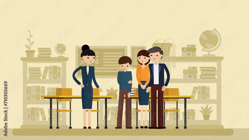 Vidéo Stock 2D Animated Female teacher scolding the Students in front ...