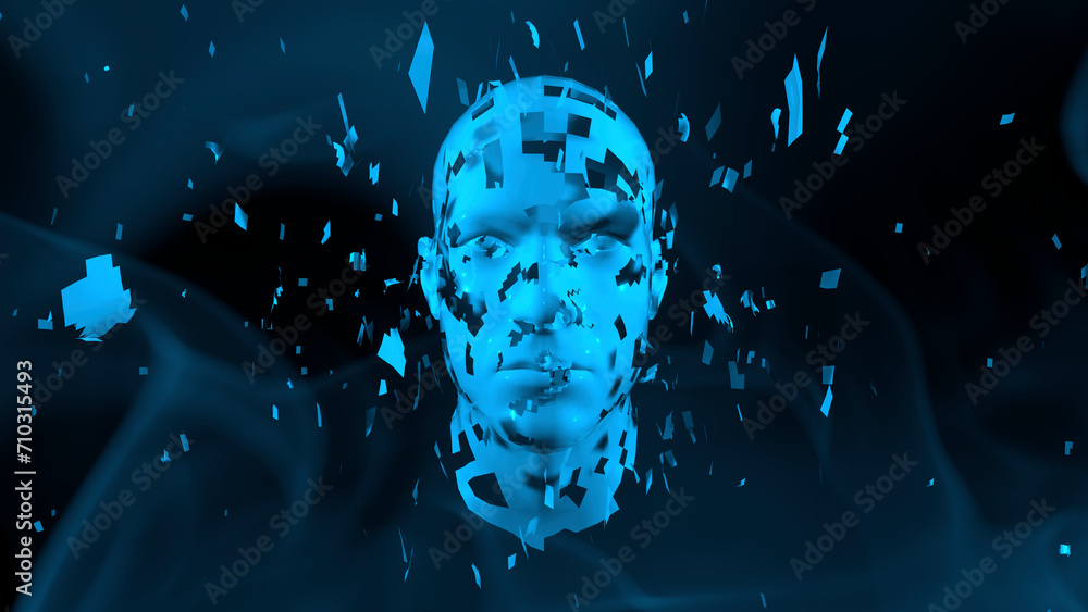 disappearing people, human extinction, head close-up, concept, 3d ...