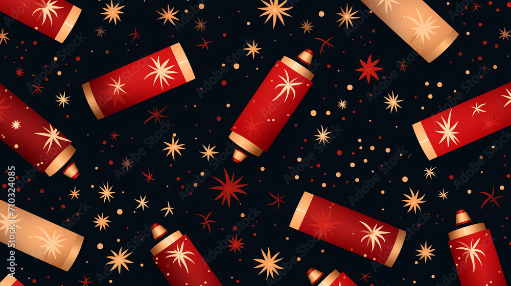 Design a simple and stylish pattern of firecrackers, conveying the ...