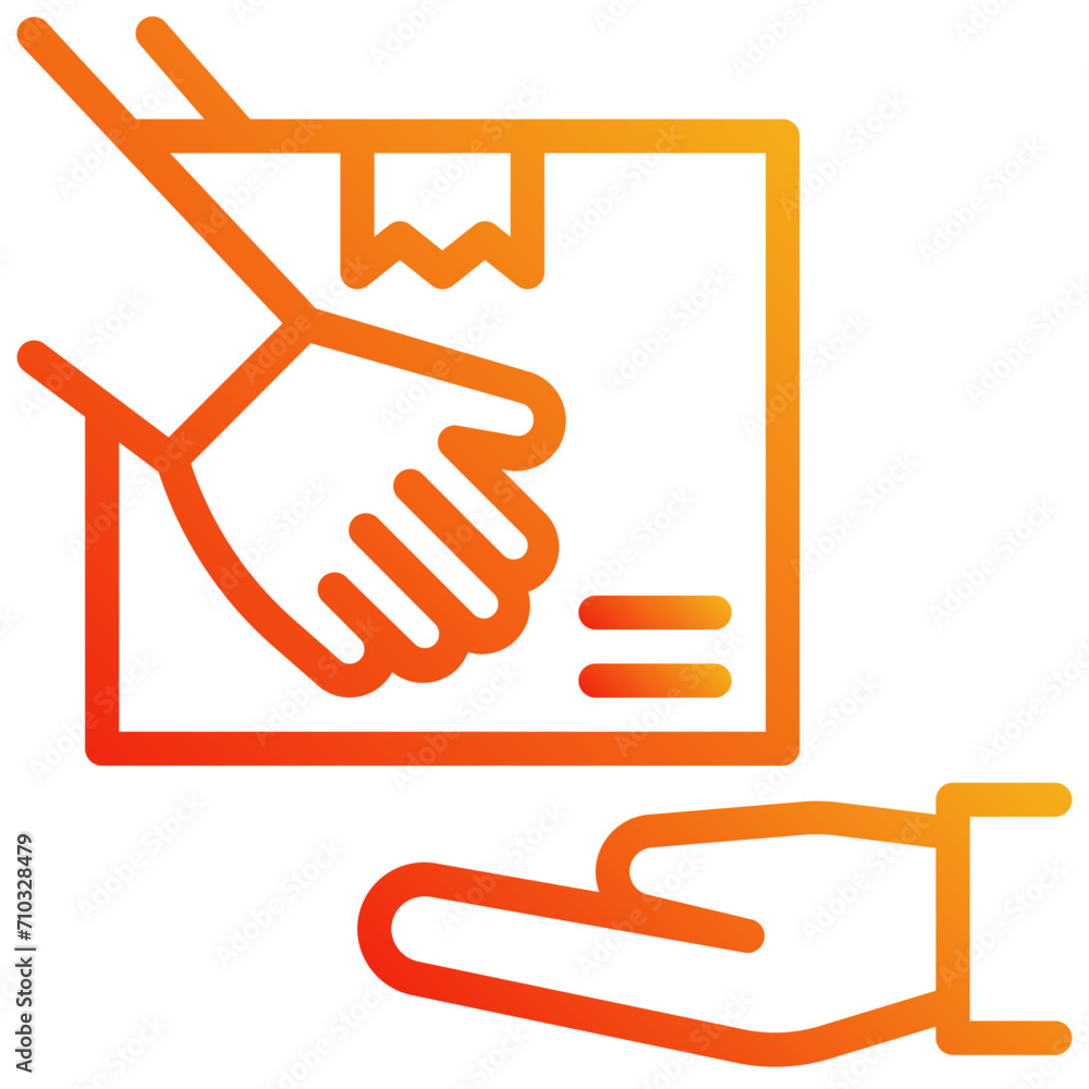 package received. vector single icon with a dashed line gradient style ...