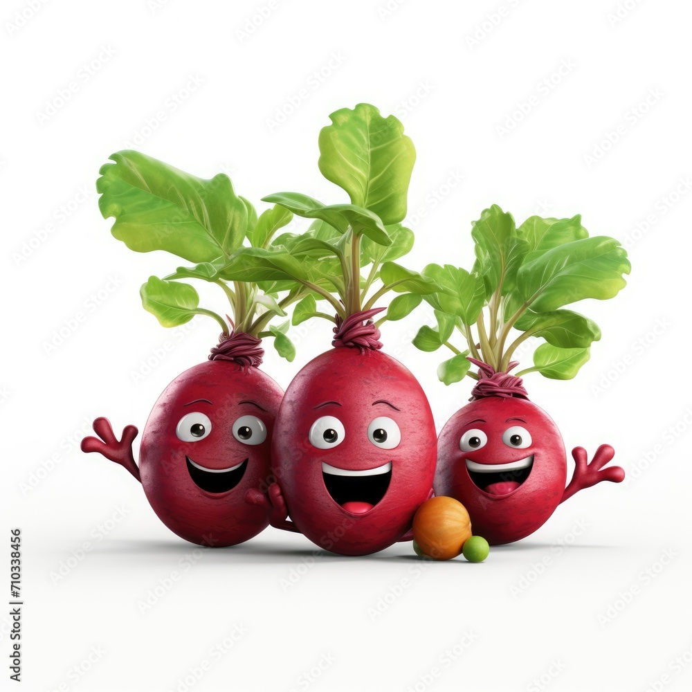 Cute Beets on a white background. root crop. character cute beet ...