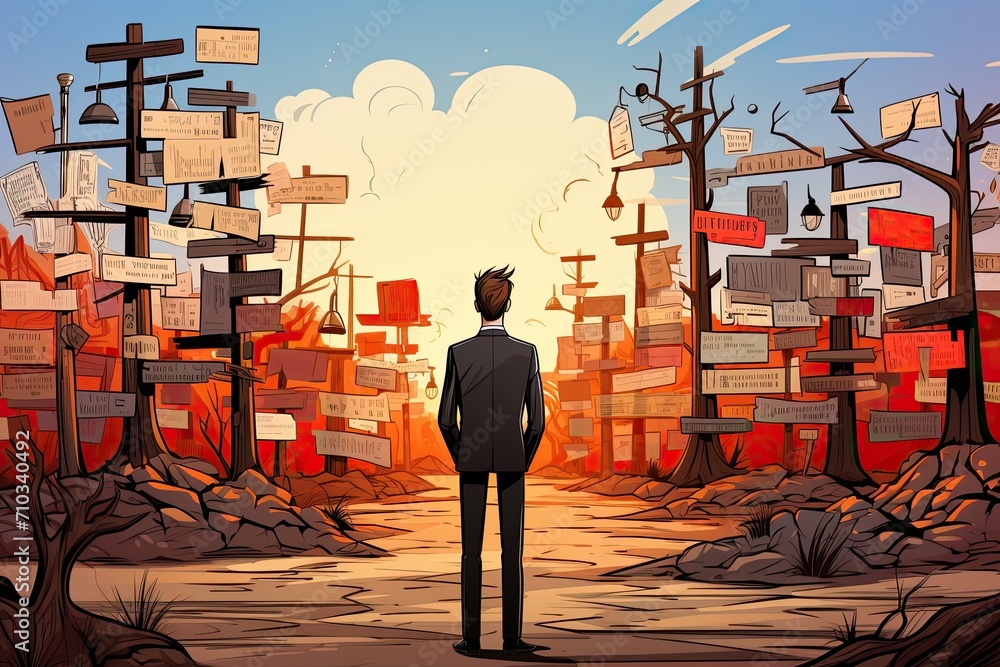 Business decision-making, career path, the concept of choosing the ...