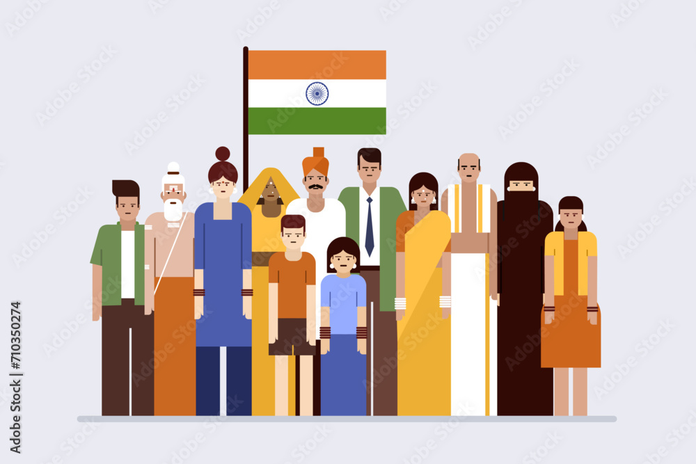 People of Indian ethnicity with diverse cultural background standing ...