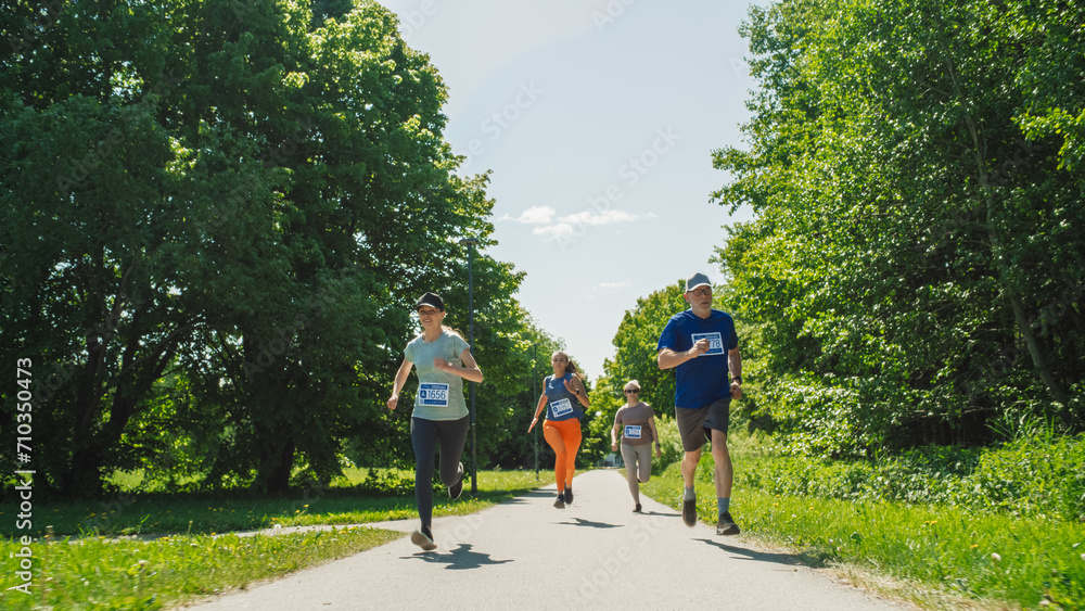 Portrait of a Group of People Participating Together in a Marathon and ...