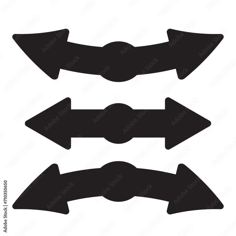 Rounded bullet point circle arrow set of 3 . Double face arrow. A two ...
