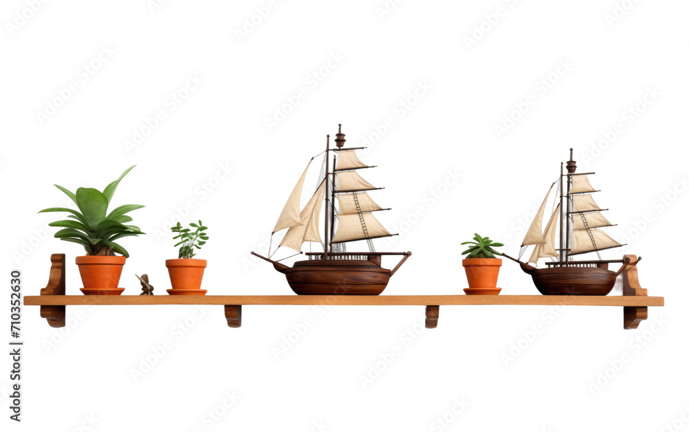 Riverboat Inspired Wooden Shelf Set for Stylish Showcase On White or ...