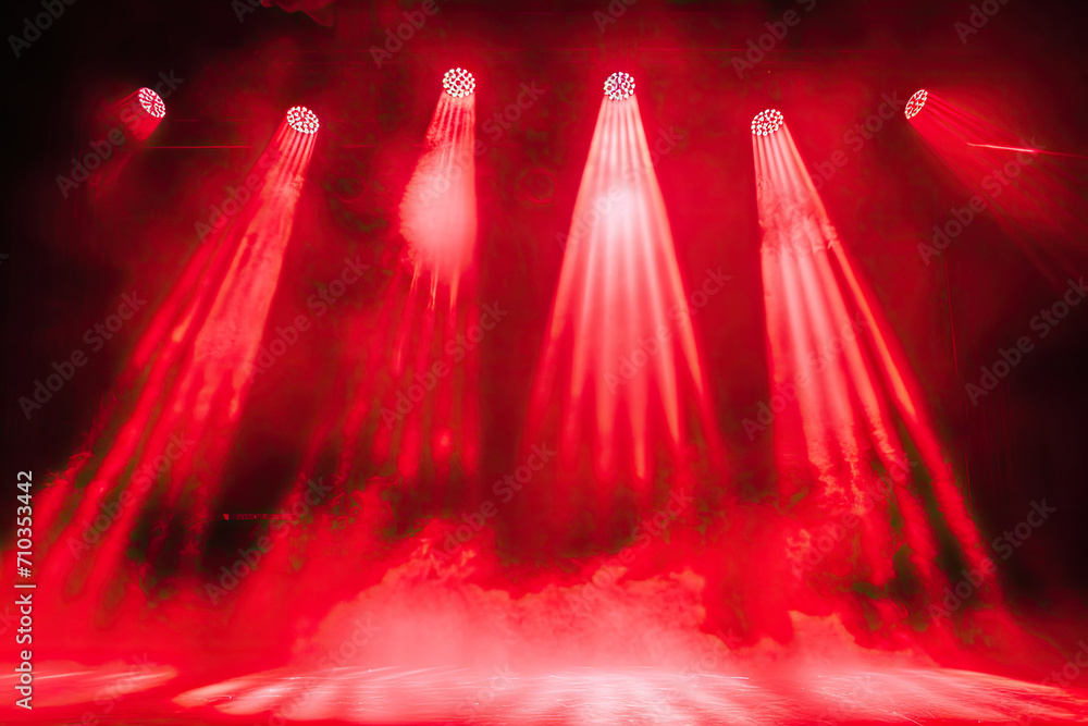 Free stage with lights and smoke, Empty stage with red spotlights ...