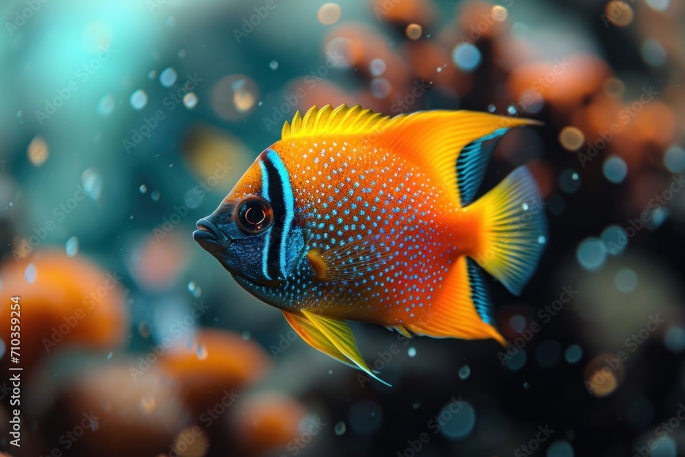 Colorful tropical fish swimming in the ocean, creating a vibrant ...