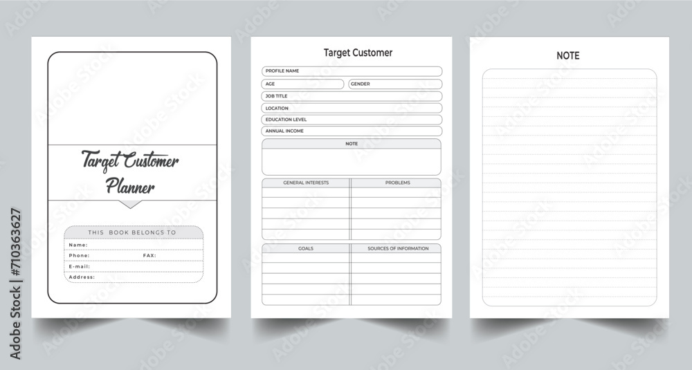 Editable Target Customer Planner Kdp Interior printable template Design ...