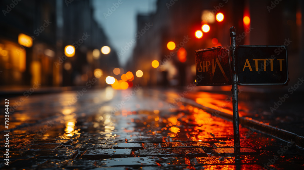 light at night, Close-up Photo of a Street Warning Signage Stock Photo ...