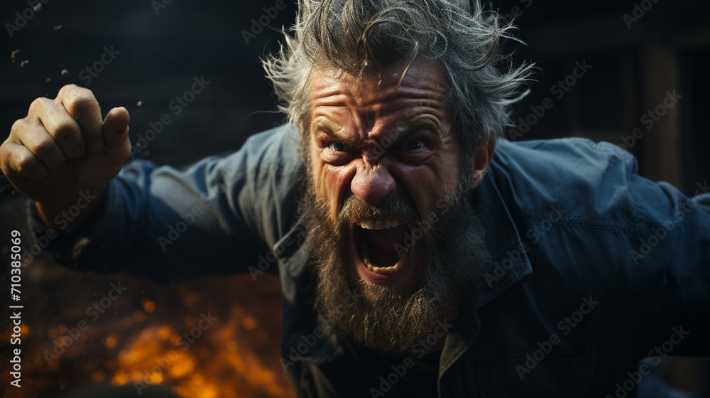 Intensity Unleashed: Angry Person with a Punch-Ready Stance Stock ...