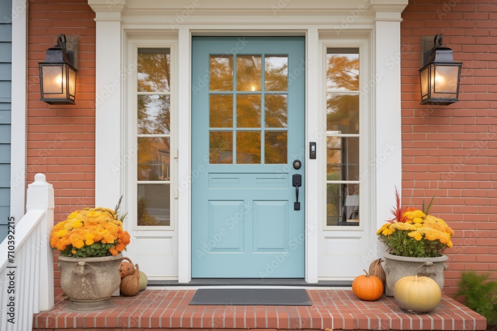 colonial home front door with sidelights and transom Stock Photo ...