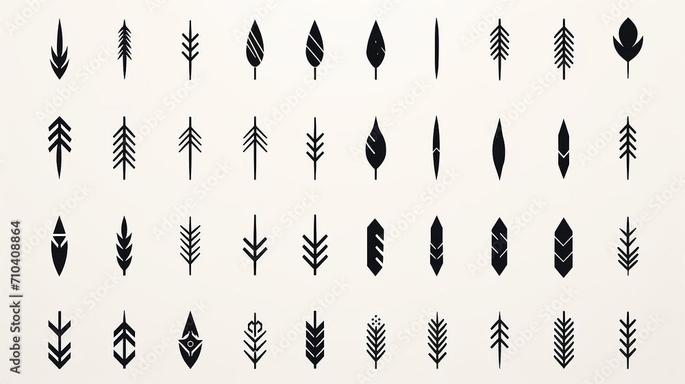arrow, collection of icons of small black pointer arrows for design ...