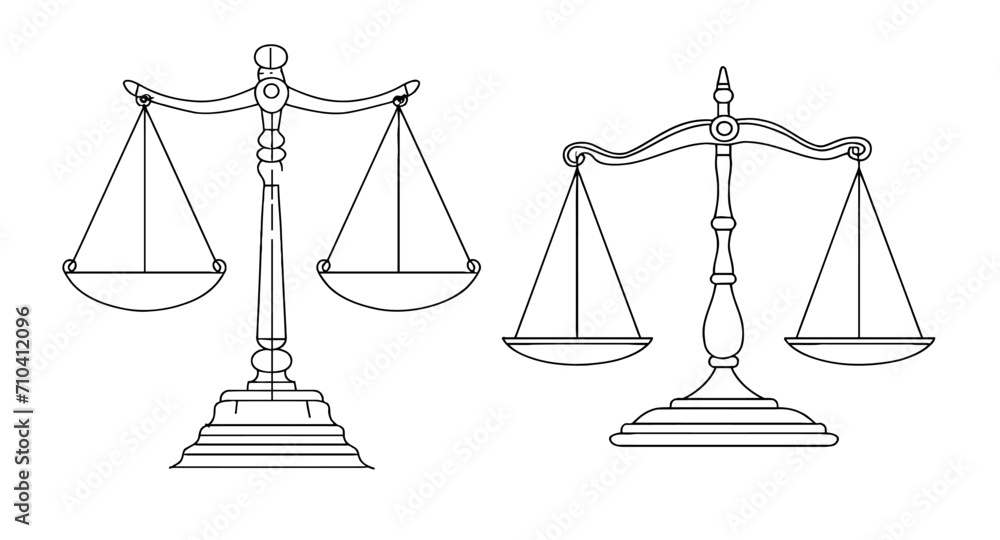 Photo & Art Print One continuous line drawing of law balance and scale ...