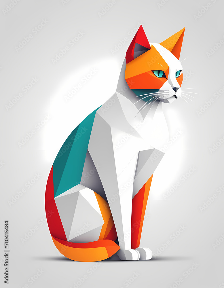 Cat illustration in polygon style. Triangle illustration of animal for ...