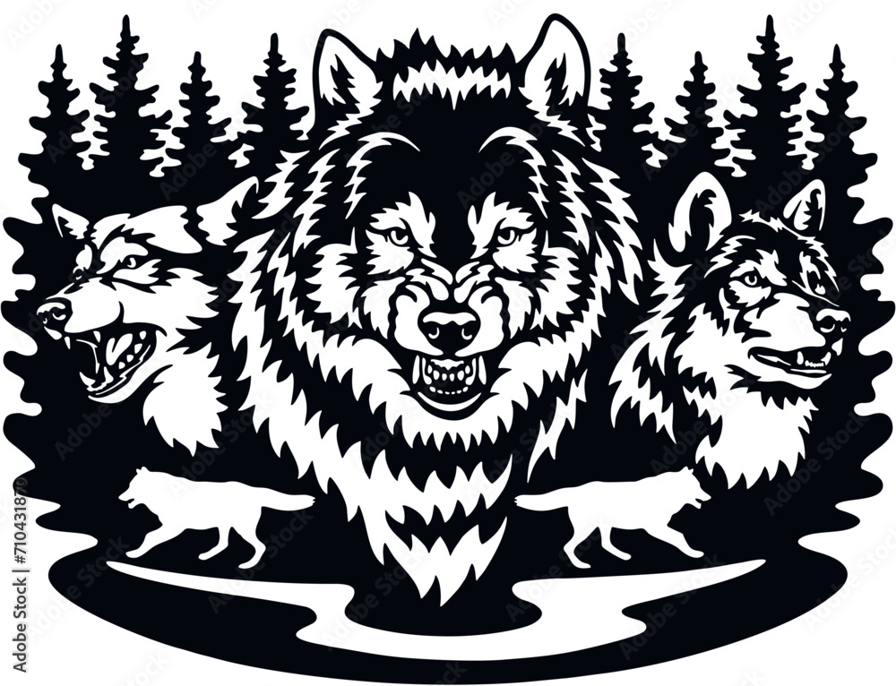 Wolf, Wolf Pack - Wildlife Stencils - Wolf Silhouette, Wildlife clipart ...