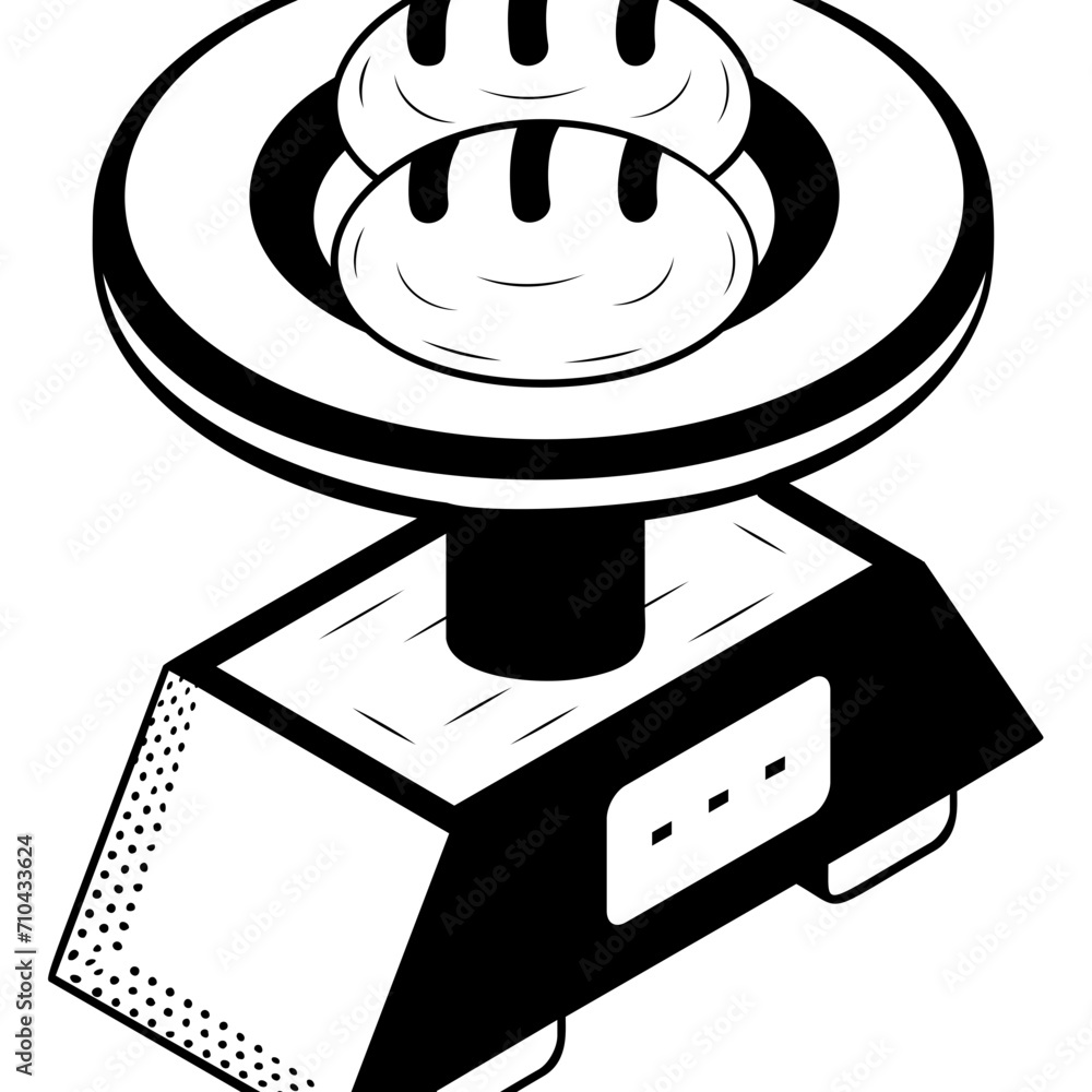 Measuring raw Dough weight isometric concept, Kitchen Digital Grams and ...