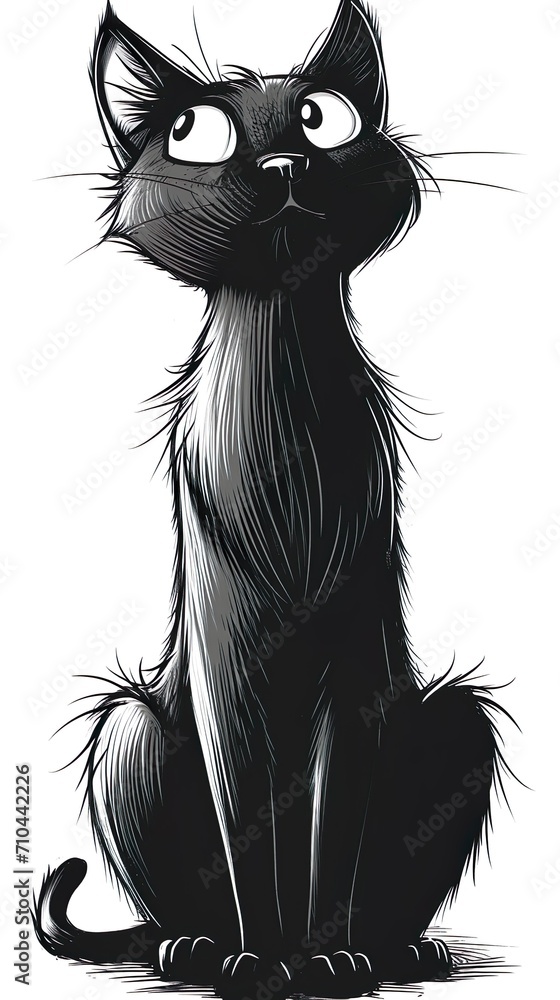 The seductive look: A hand-drawn black cat in the impressive style of ...