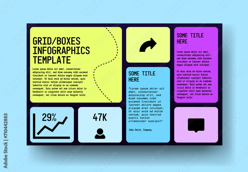 Grid Layout Infographics Template with Vivid colors Stock Template ...
