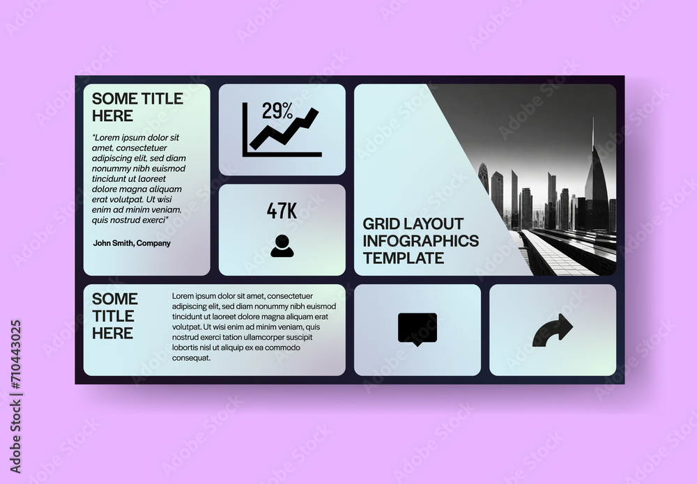 Modelo de Grid Layout Infographics Template with light gradients do ...