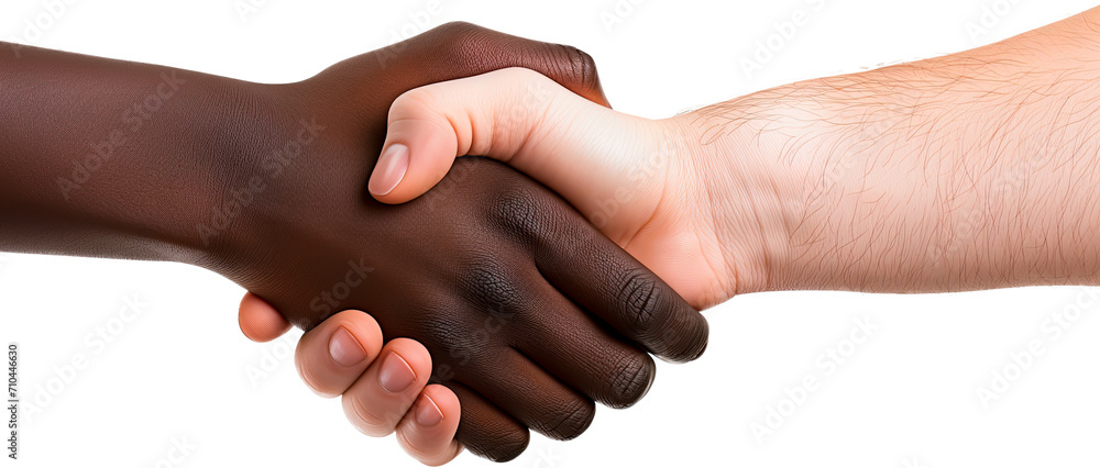 Interracial handshake with transparent background. Symbolizing ...