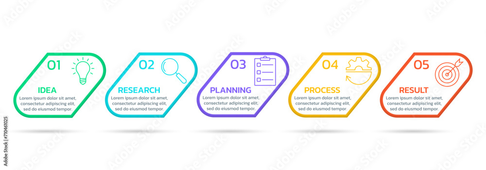 5 step info graphic. Process diagram, chart with business icons. Five ...