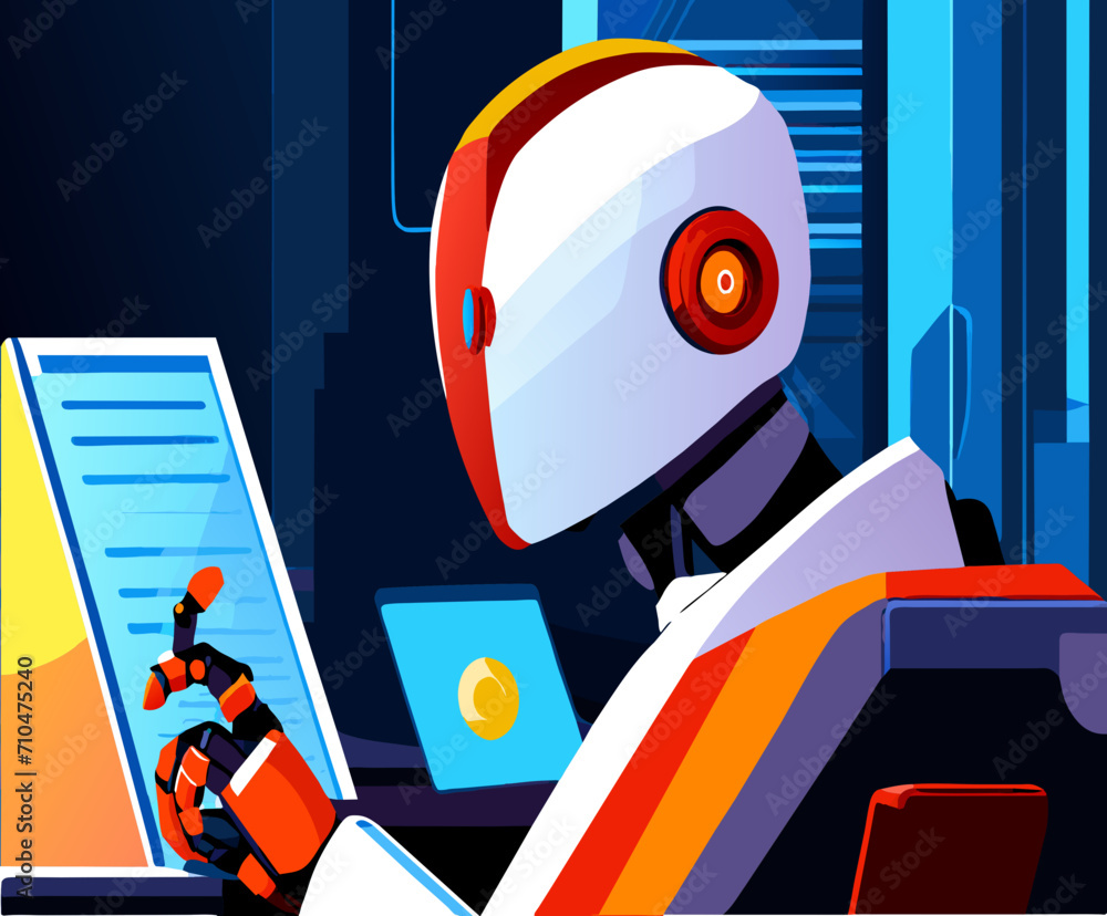 Robot news anchor delivering the latest updates. vektor icon ...