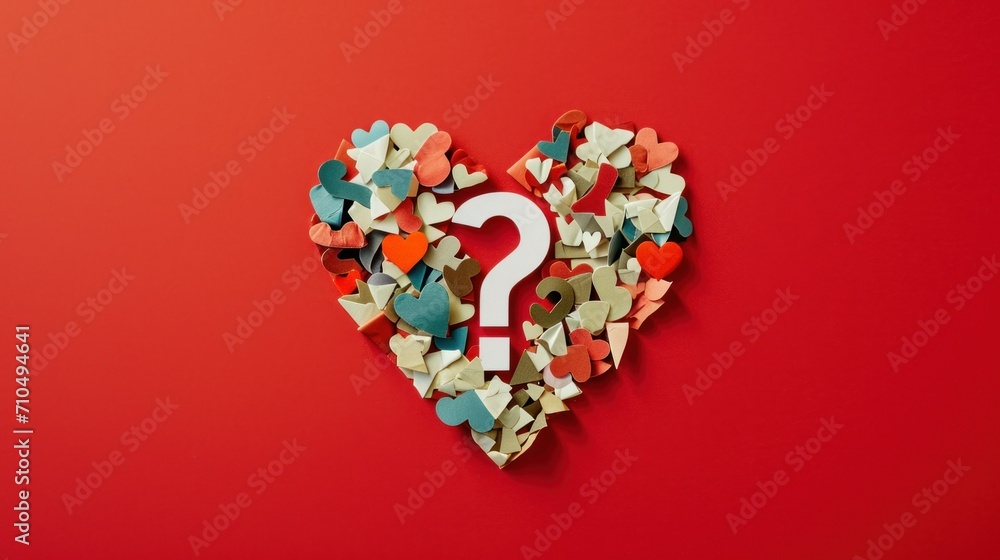 Puzzle Pieces and Question Mark Forming Heart. Colorful jigsaw puzzle ...