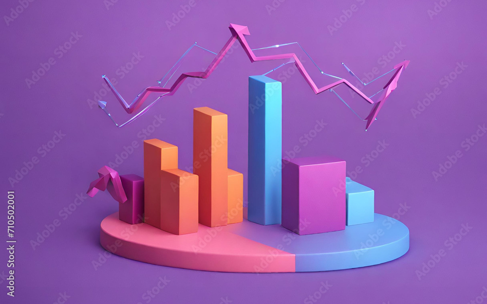 Statistic with arrow to the top with a round chart and percentage Stock ...