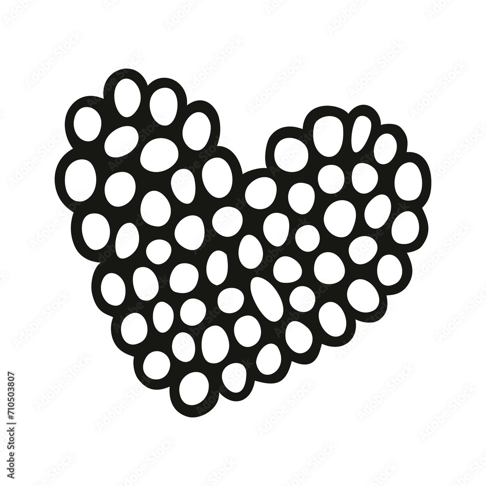 Heart made of polka dots hand drawn with line. Png clipart isolated on ...
