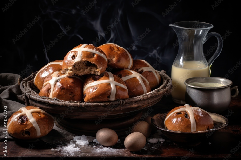 hot cross buns - traditional easter dish for Good Friday. Baked goods ...