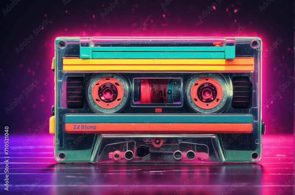 Retro music casette with retro colors eighties and nineties style ...