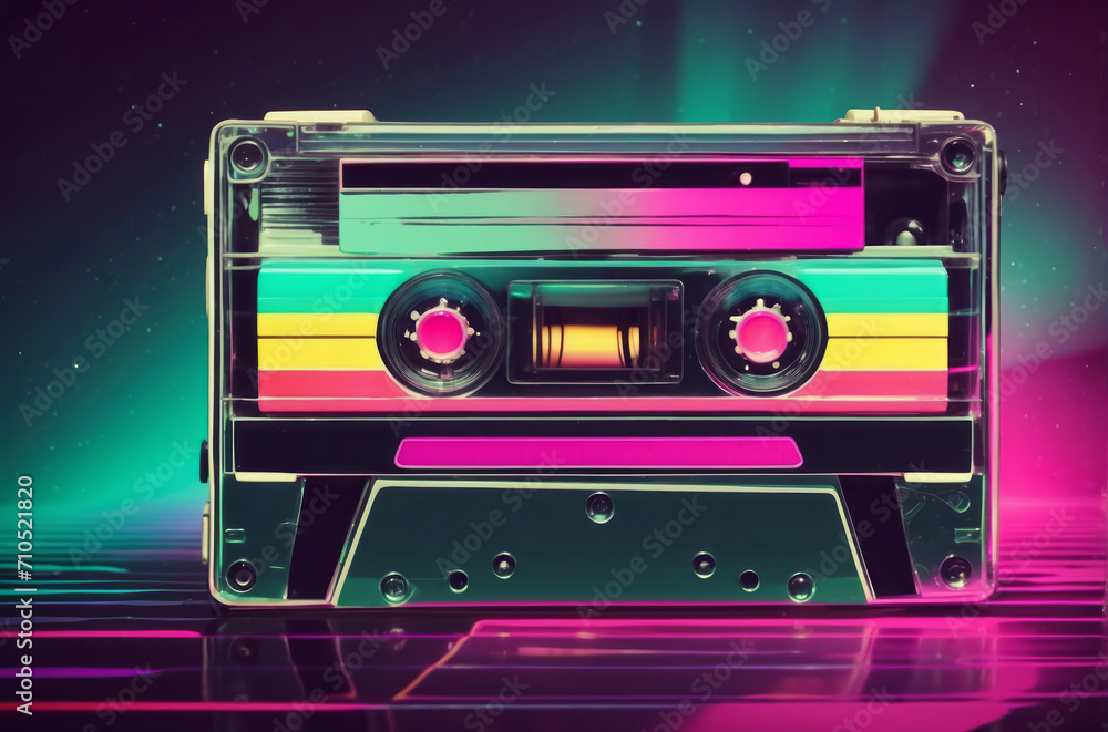 Retro music casette with retro colors eighties and nineties style ...