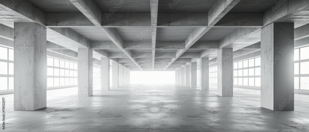 Empty underground parking background in modern building with concrete ...