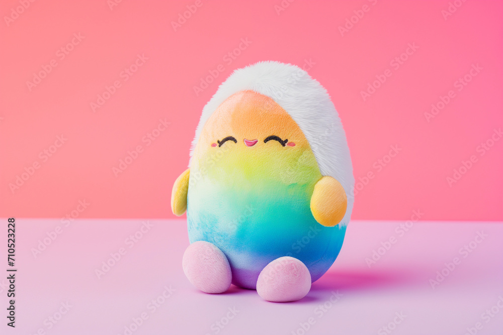 Cute Rainbow Easter Egg soft kid plushie toy with blank empty space for ...