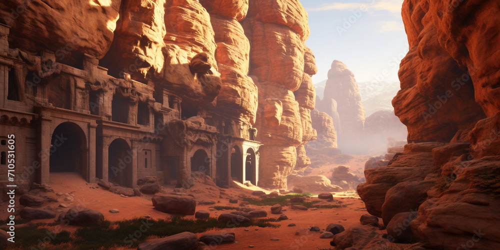 Petra - ancient city, capital of Idumea and Edom Stock Illustration ...
