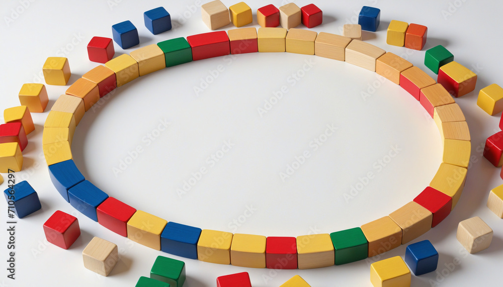 Colorful Wooden Blocks Circle on White Background Stock Photo | Adobe Stock