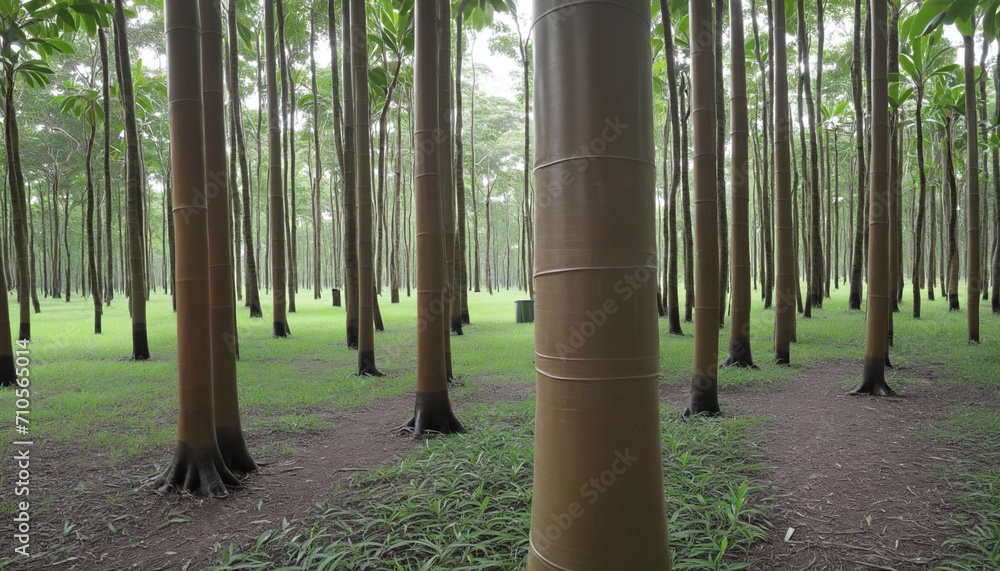 Collecting Natural Latex from Rubber Trees, Harvesting Latex in Plastic ...