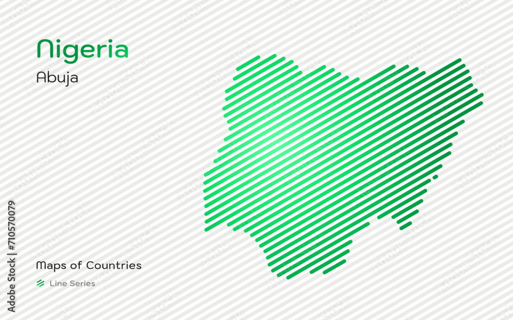 Nigeria Gold Map with a capital of Abuja Shown in a Line Pattern ...