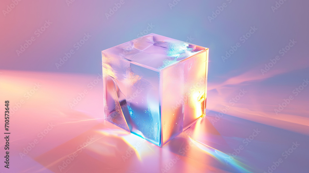 3d crystal glass cube with refraction and holograph Stock Illustration ...