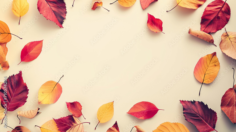 Autumn Leaves Frame, Vibrant Fall Foliage Border, Seasonal Flat Lay ...