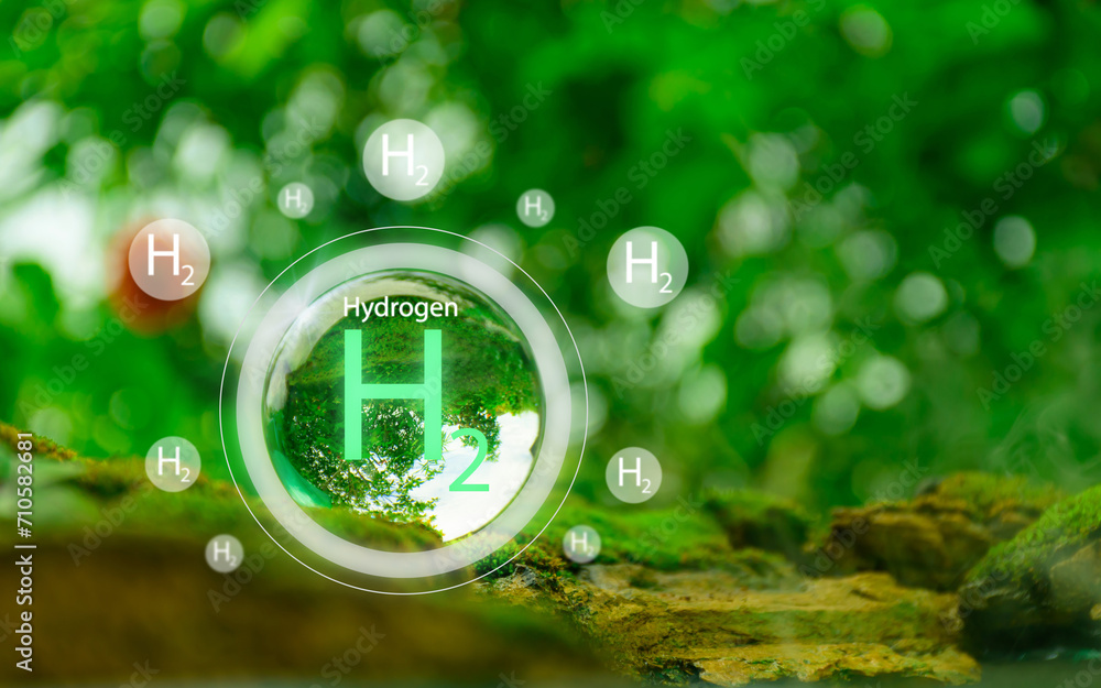 H2 hydrogen innovation concept. H2 symbol on crystal ball. Zero ...
