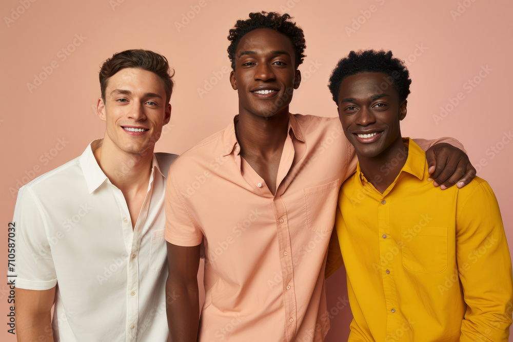 Group of men from different countries and cultures. Stylish handsome ...
