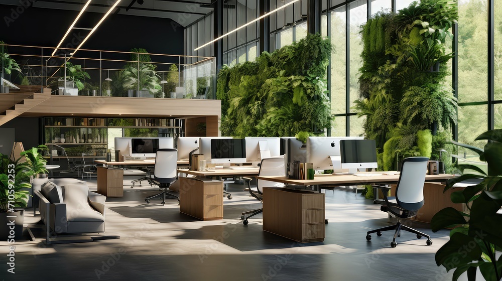 workspace modern office background illustration desk computer, laptop ...