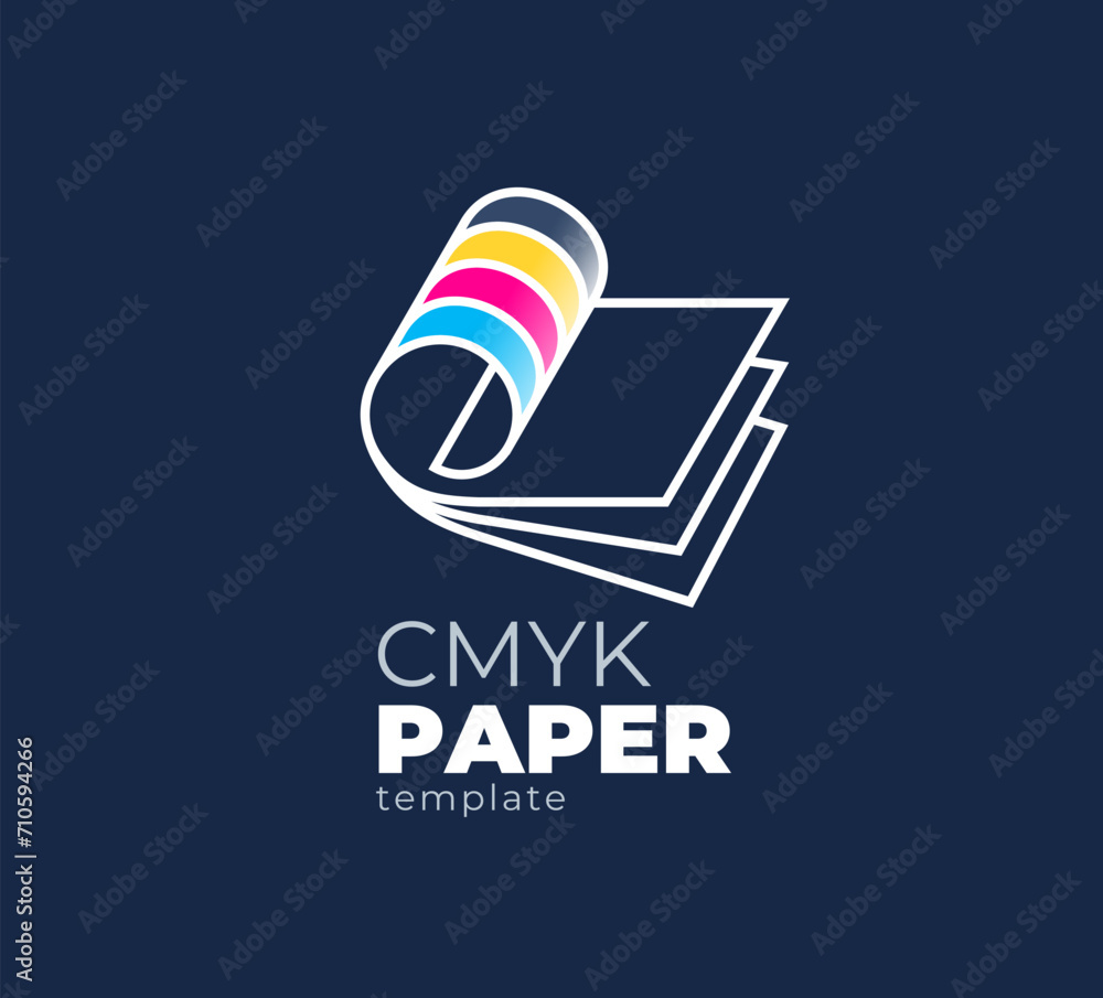 Logo twisted paper. Printing CMYK theme. Template design vector. Black ...