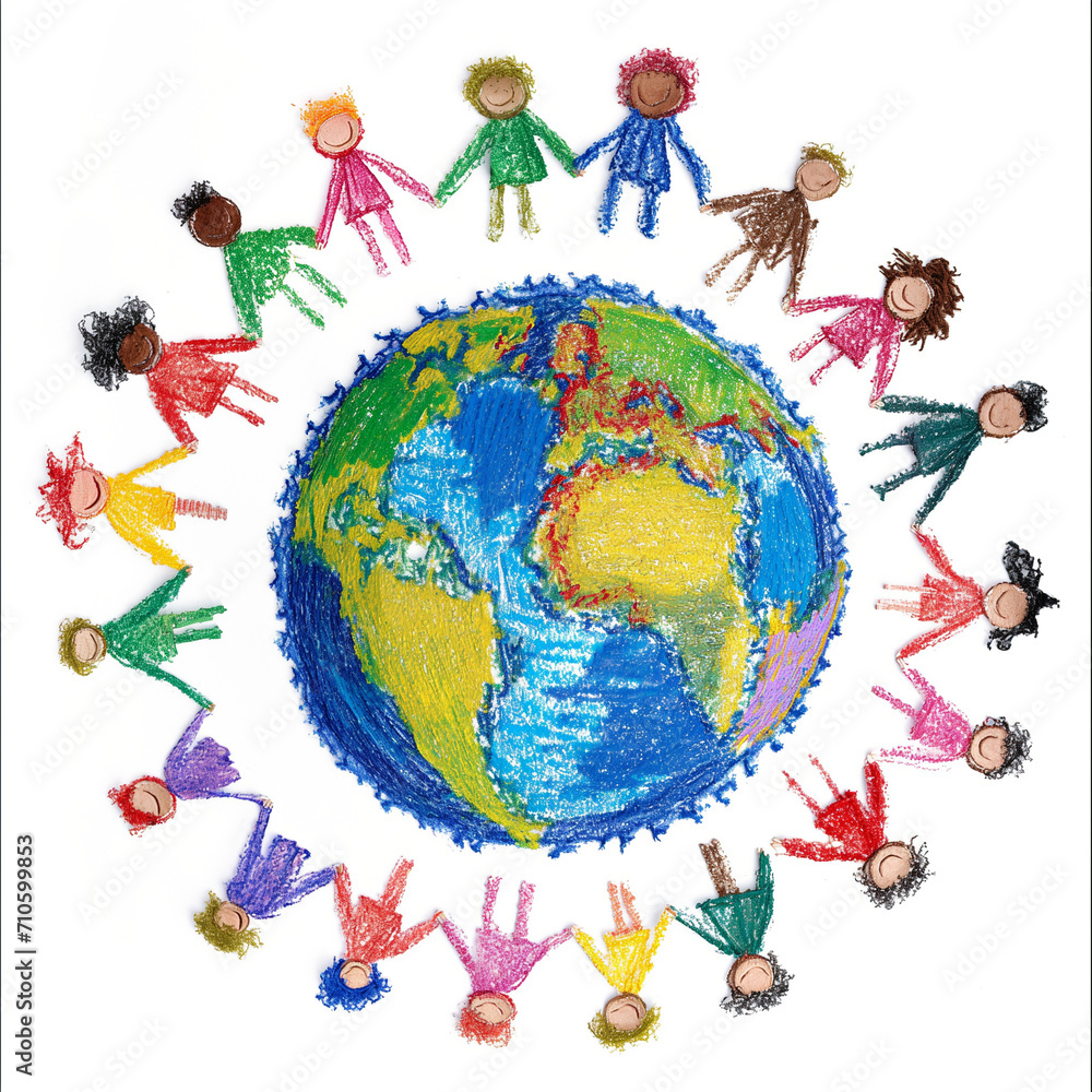 Multikulti Kinder im Kreis um die Welt singen und Tanzen als Cartoons ...